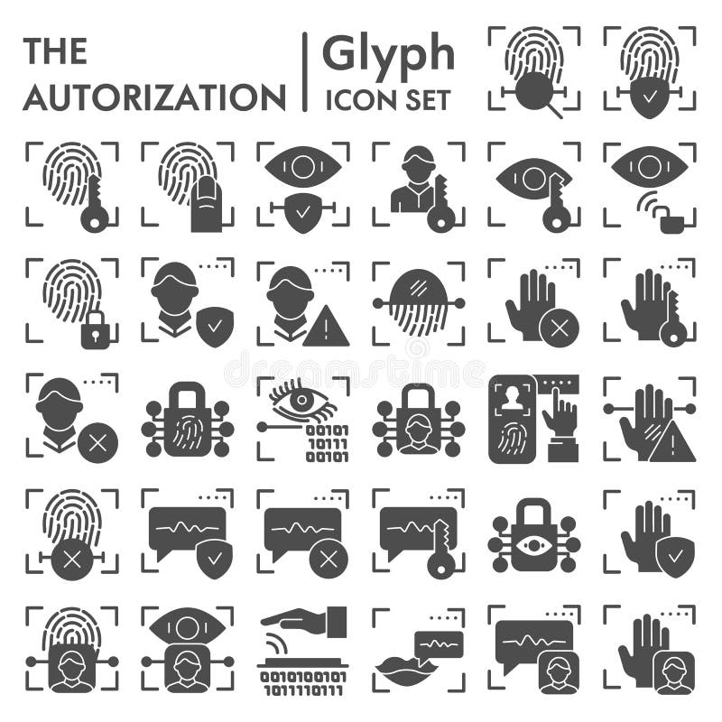 Security Authorization Line Icon Set, Identification Scanner Symbols ...