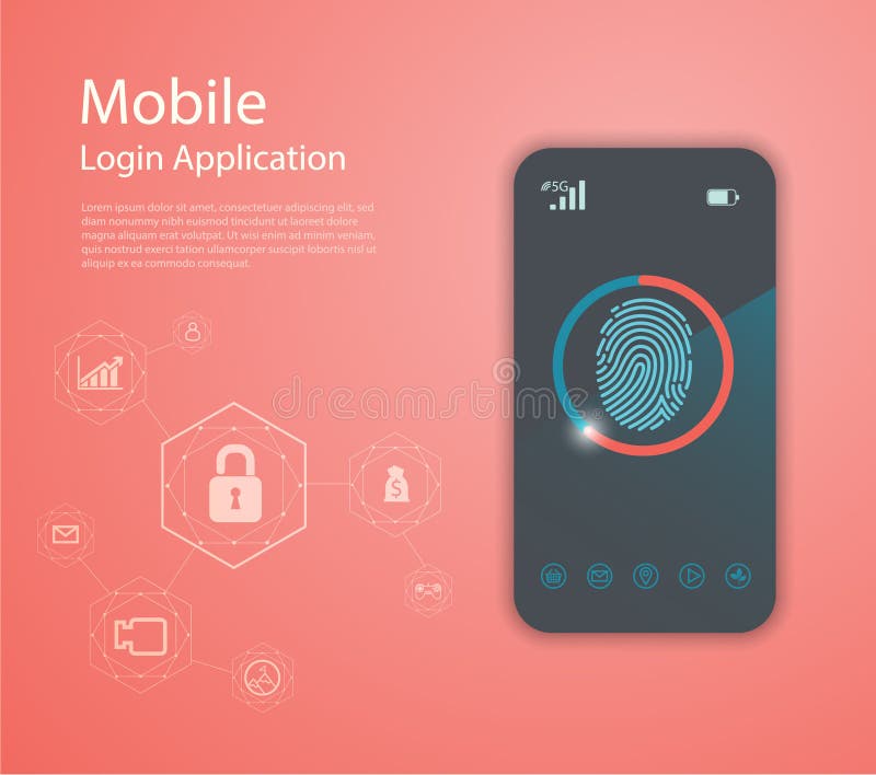 Security Background with Lock. Finger-print Scanning.Abstract Digital ...