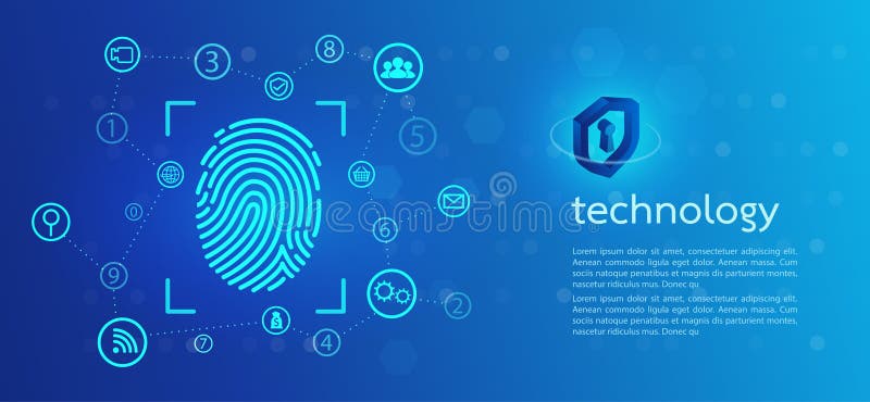 Security Background with Lock. Finger-print Scanning.Abstract Digital ...
