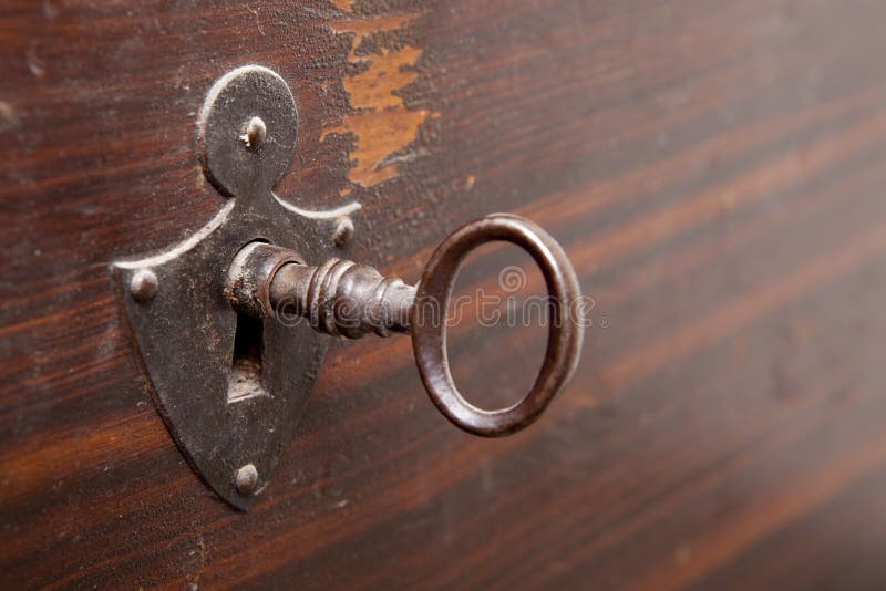 Security Background with Rusty Key in Old Lock Stock Photo - Image of ...