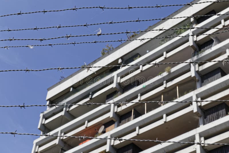 Security stock photo. Image of house, camp, bridge, steel - 102268874