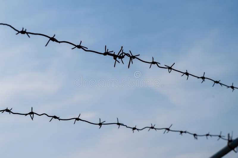 Security with a Barbed Wire Fence Stock Photo - Image of camera ...