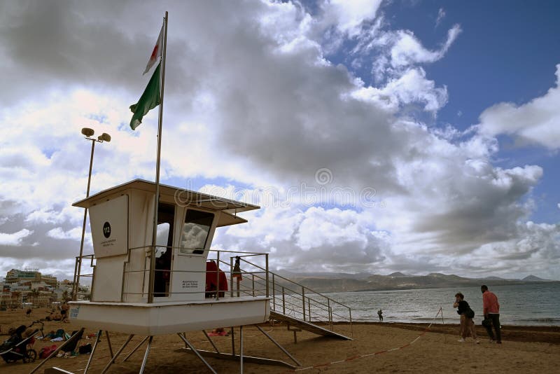 Security Beach at Las Canteras Editorial Photo - Image of tourists ...