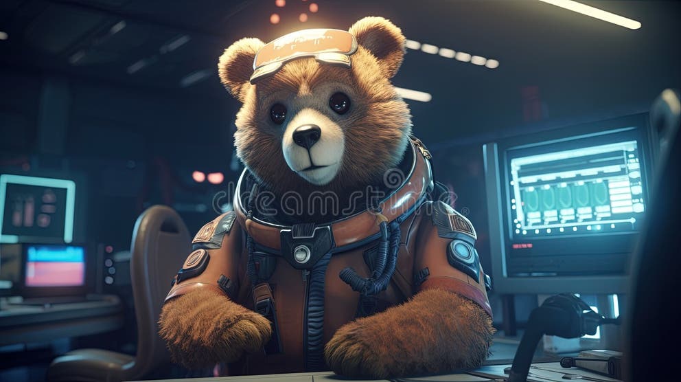 Security Bear, Digital Art Illustration, Generative AI Stock ...