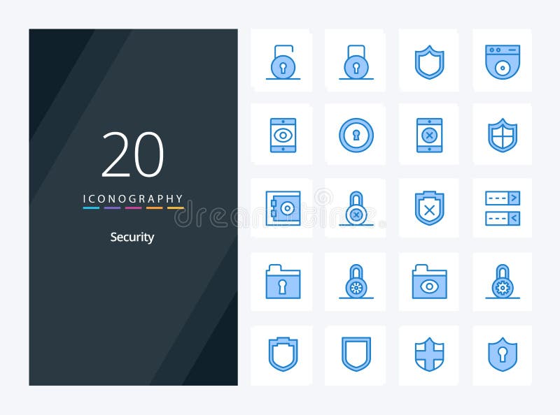 20 Security Blue Color Icon for Presentation Stock Vector ...