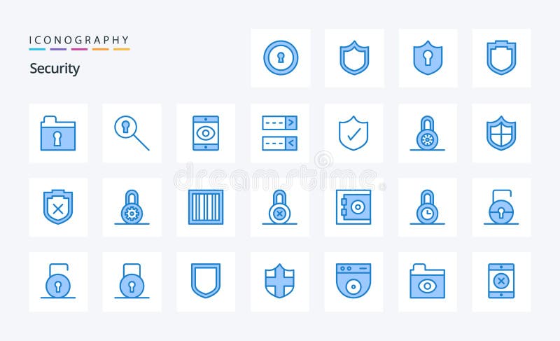 25 Security Blue icon pack stock vector. Illustration of shield - 264609556