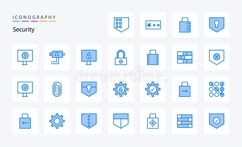 25 Security Blue icon pack stock vector. Illustration of security ...