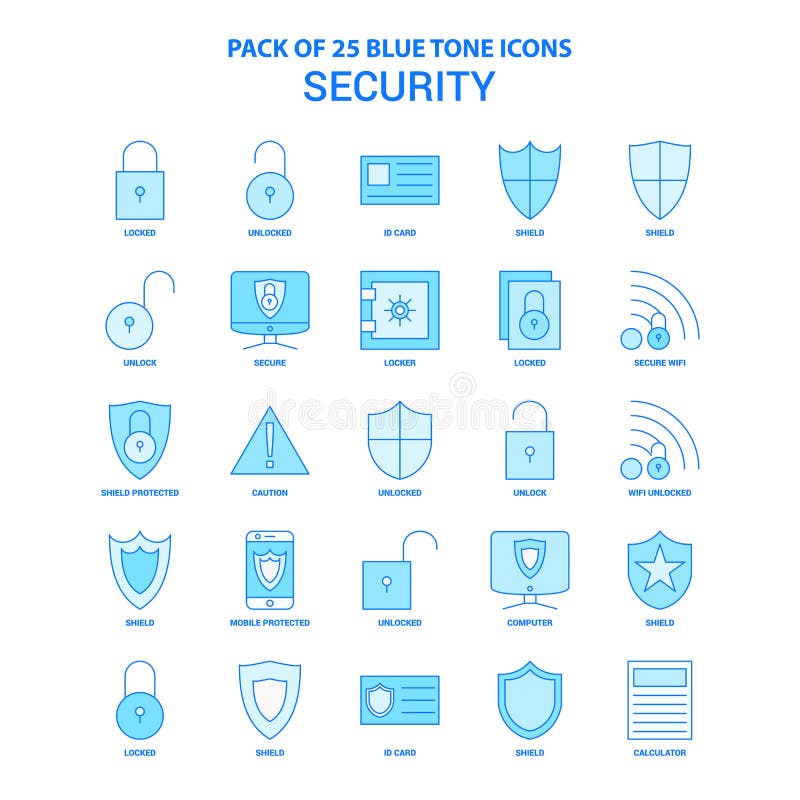 Security Blue Tone Icon Pack - 25 Icon Sets Stock Vector - Illustration ...