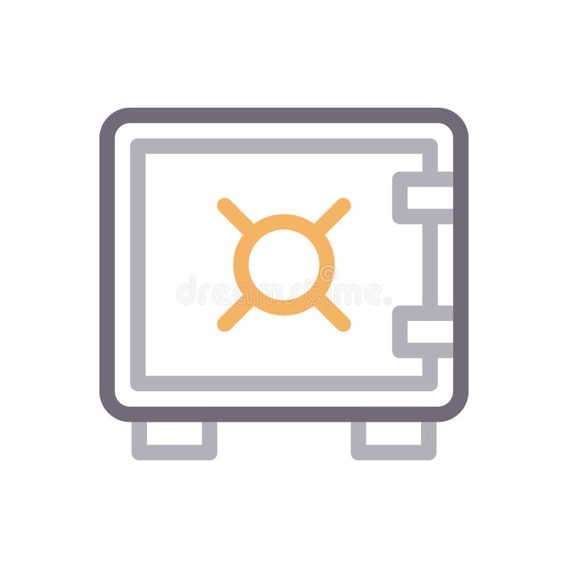 Security Box Vector Color Line Icon Stock Vector - Illustration of ...