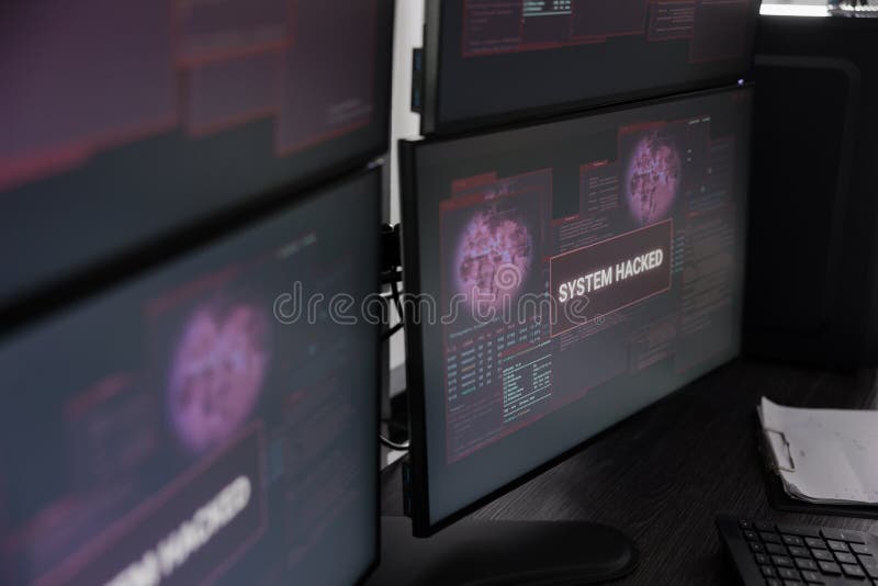 Security Breach Warning on Computer Showing Critical Error Message ...