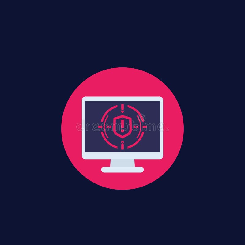 Security Breach Vector Icon with Computer Screen Stock Vector ...