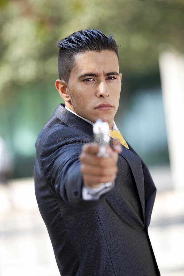 Security Businessman with a Handgun Stock Image - Image of adult ...