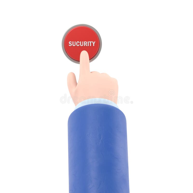 Security Button. Hand Pressing Red Button. Push Finger. 3d Illustration ...