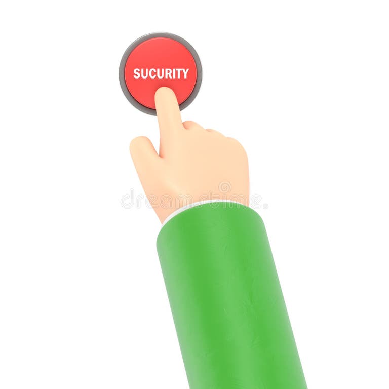 Security Button. Hand Pressing Red Button. Push Finger. 3d Illustration ...