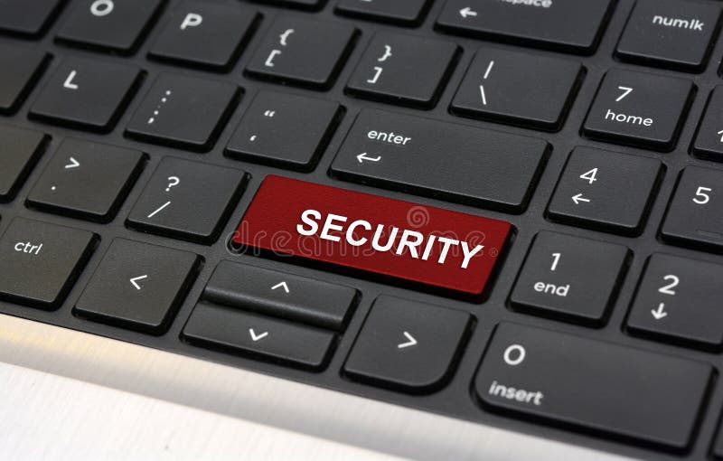 Security Button on Keyboard Closeup View Stock Image - Image of secure ...