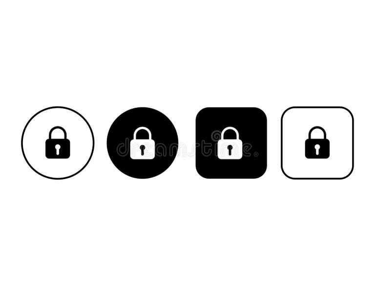 Security Button Set with Lock Icons. Collection of Flat Padlocks for ...