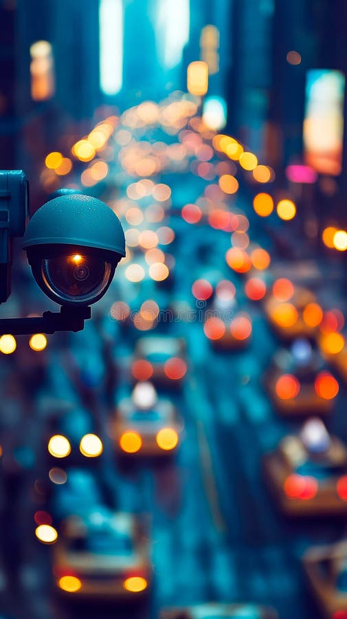 Security Cam in Public Street with Empty Space for Text. Stock ...