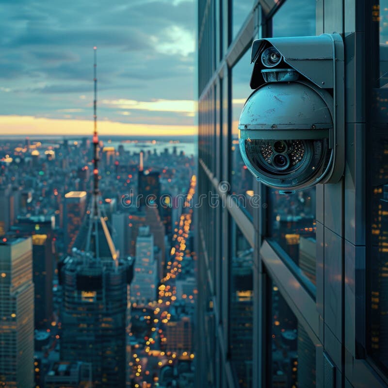 Security Camera Mounted on Tall Building Stock Image - Image of ...