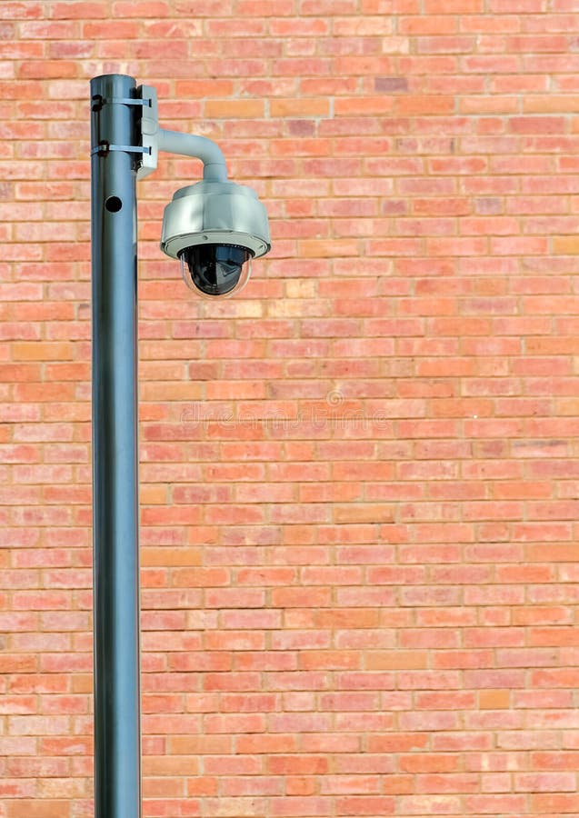 Security Camera Against Brown Brick Wall Stock Image - Image of monitor ...