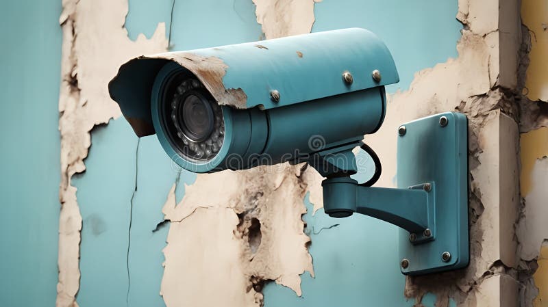 Security Camera on Aged Wall Stock Illustration - Illustration of ...