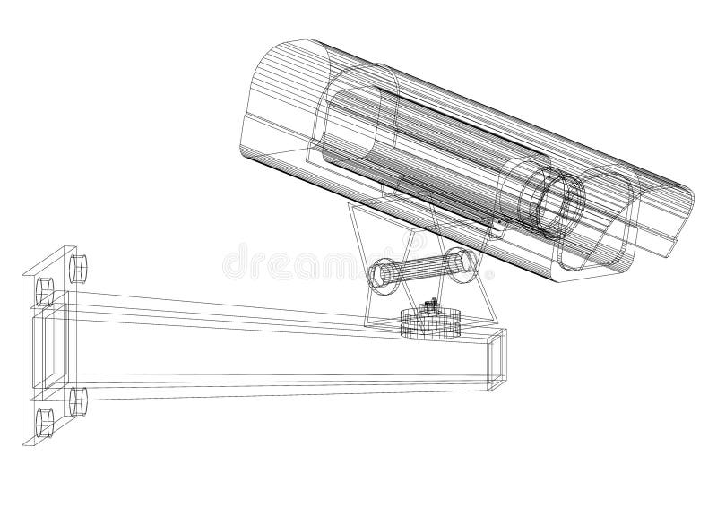 Security Camera Architect Blueprint - Isolated Stock Illustration ...