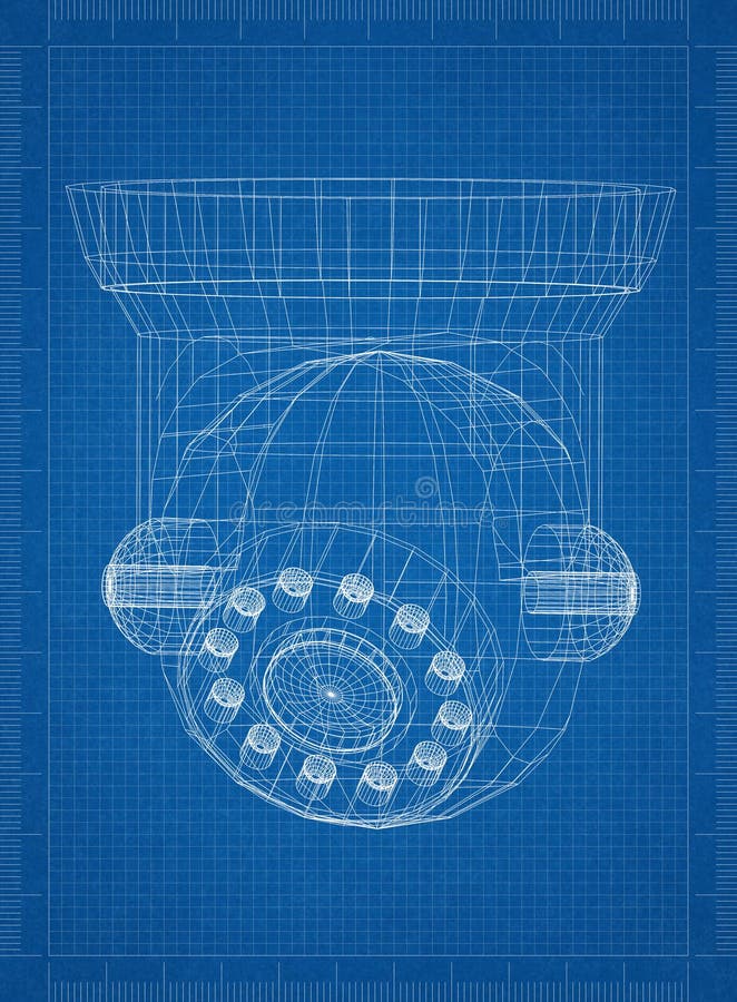 Security Camera Architect Blueprint Stock Illustration - Illustration ...