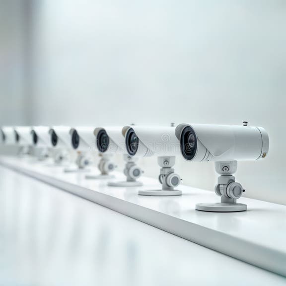Cameras Guard in Clean Array, Generative Ai Stock Illustration ...
