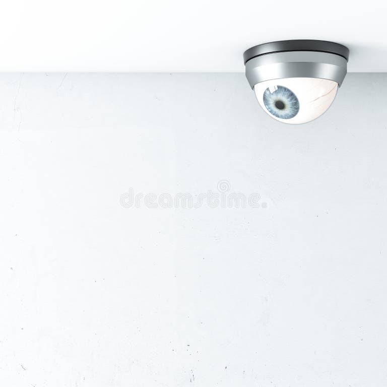 Security Camera with Blue Eye on Ceiling Stock Illustration ...