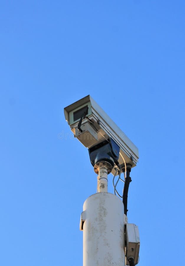 Cctv Security Camera with Blue Sky Stock Photo - Image of equipment ...