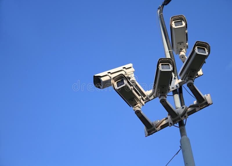 Security Camera with Blue Sky Stock Photo Stock Image - Image of ...