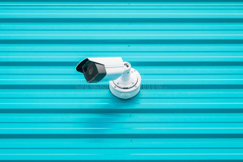 Surveillance Video Camera Isolated on Blue Stock Photo - Image of ...