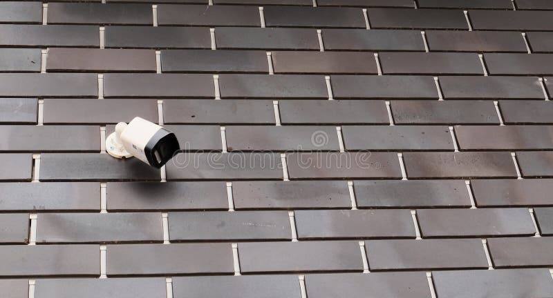 Security Camera on the Brick Wall Stock Image - Image of sidewalk ...