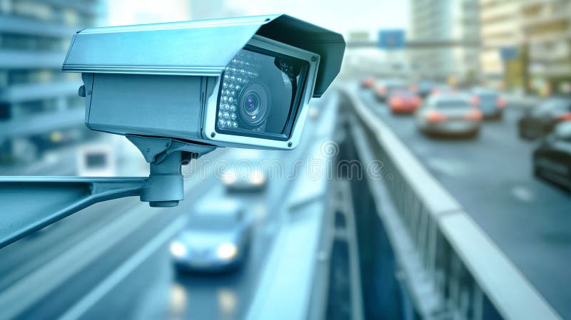A Security Camera Captures the Dynamic Flow of Traffic on a Bridge ...