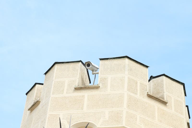 Security camera on castle stock image. Image of battlements - 57140431
