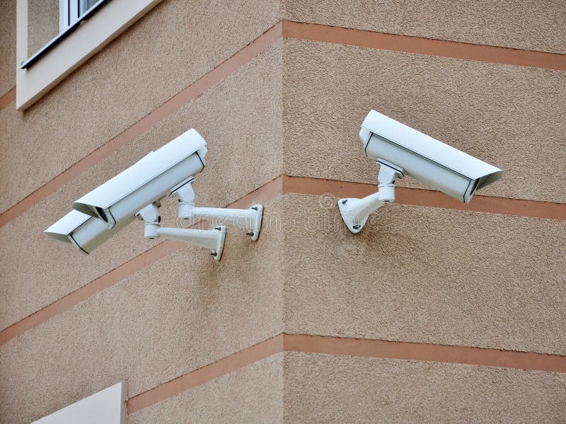 Three security cameras stock image. Image of recording - 9526225