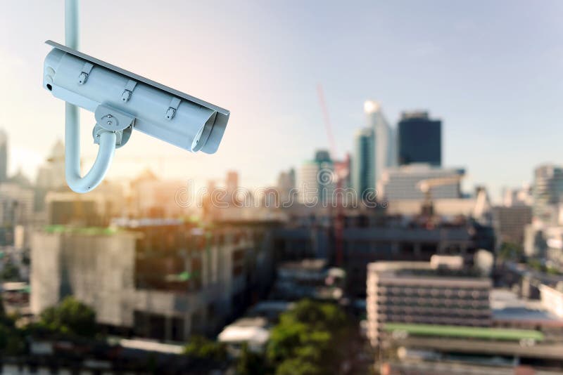 CCTV Security Camera with Blurring Traffic Jam in Bangkok City Stock ...