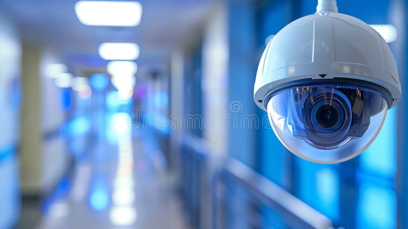 Security Camera, CCTV Dome in Modern Indoor Blur Background, Protection ...