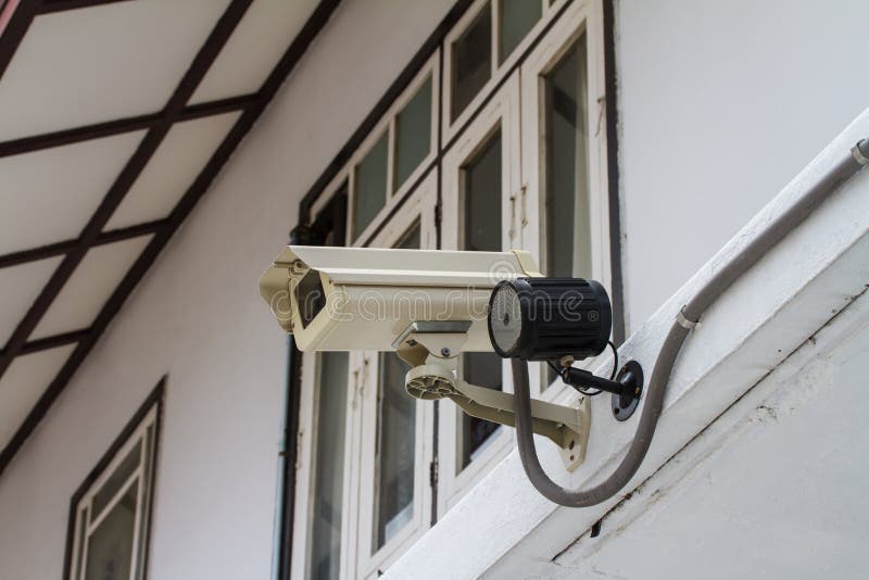 Security Camera, CCTV on the House Wall Stock Photo - Image of crime ...