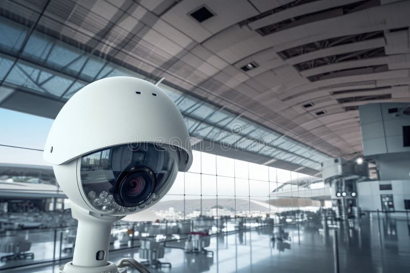 Security Camera, CCTV on Location, Airport. AI Generative Stock ...
