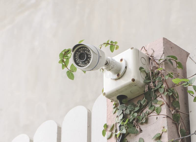Security Camera, CCTV on Location. Security Camera on Fence with ...