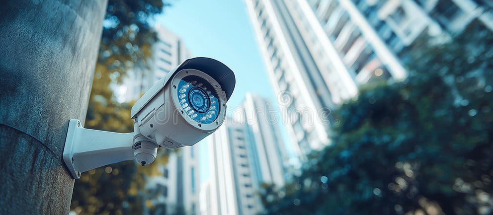 Security Camera, CCTV on Location. Security Camera on the Wall in City ...