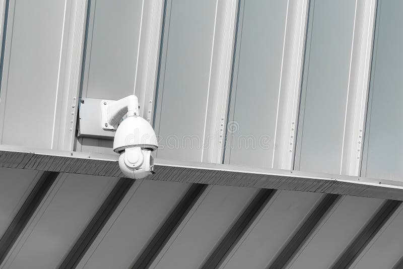 Security Camera or CCTV on a Metal Background. Stock Image - Image of ...