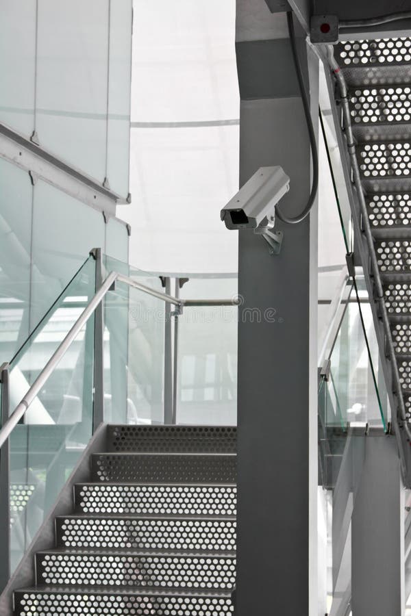 Security Camera CCTV on Staircase Stock Photo - Image of industry ...