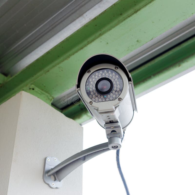 Outdoor Security Cctv Cameras Under Stock Photo - Image of haze ...