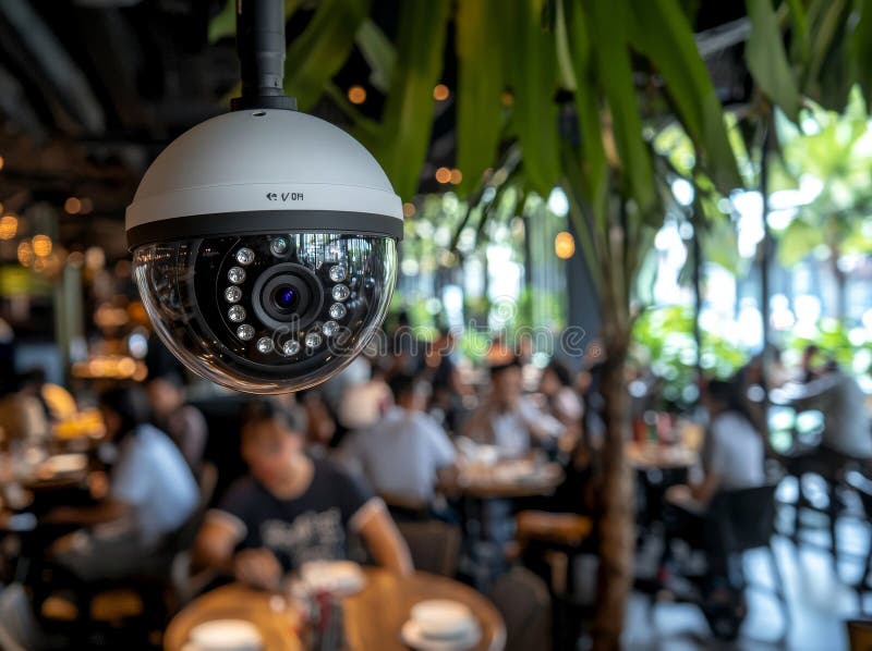 A Security Camera or CCTV Camera is Visible on the Ceiling of a Retail ...