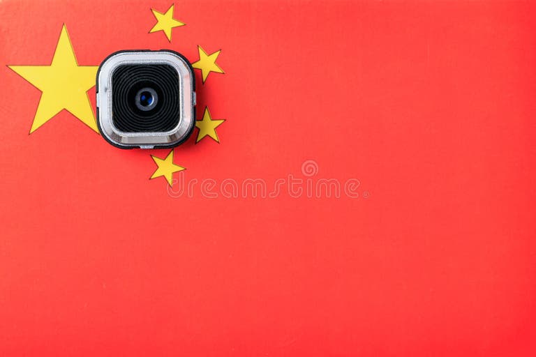 Security Camera on Chinese Flag Background Symbolizing Surveillance and ...