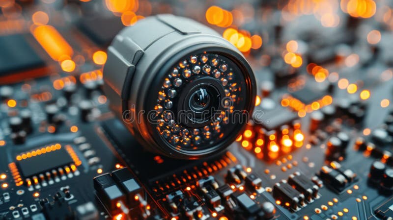 Security Camera on a Circuit Board Stock Image - Image of data, gadget ...