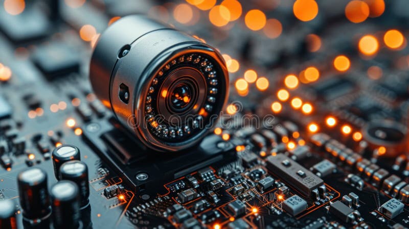 Security Camera on Circuit Board Stock Image - Image of circuitry ...