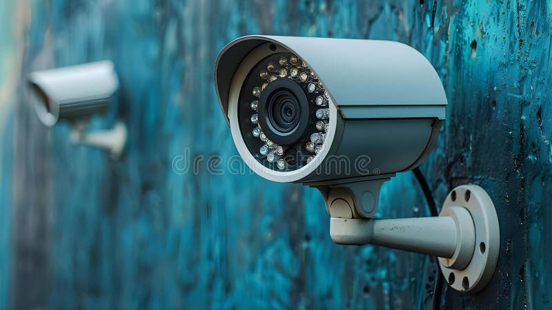 Security Camera Close-up on White Home Exterior Wall. Concept Home ...