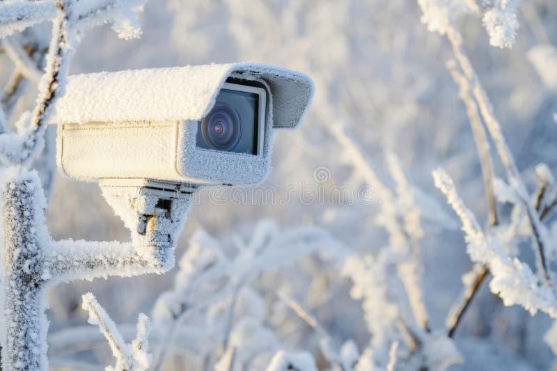 A Security Camera Covered in Frost and Snow Stock Illustration ...